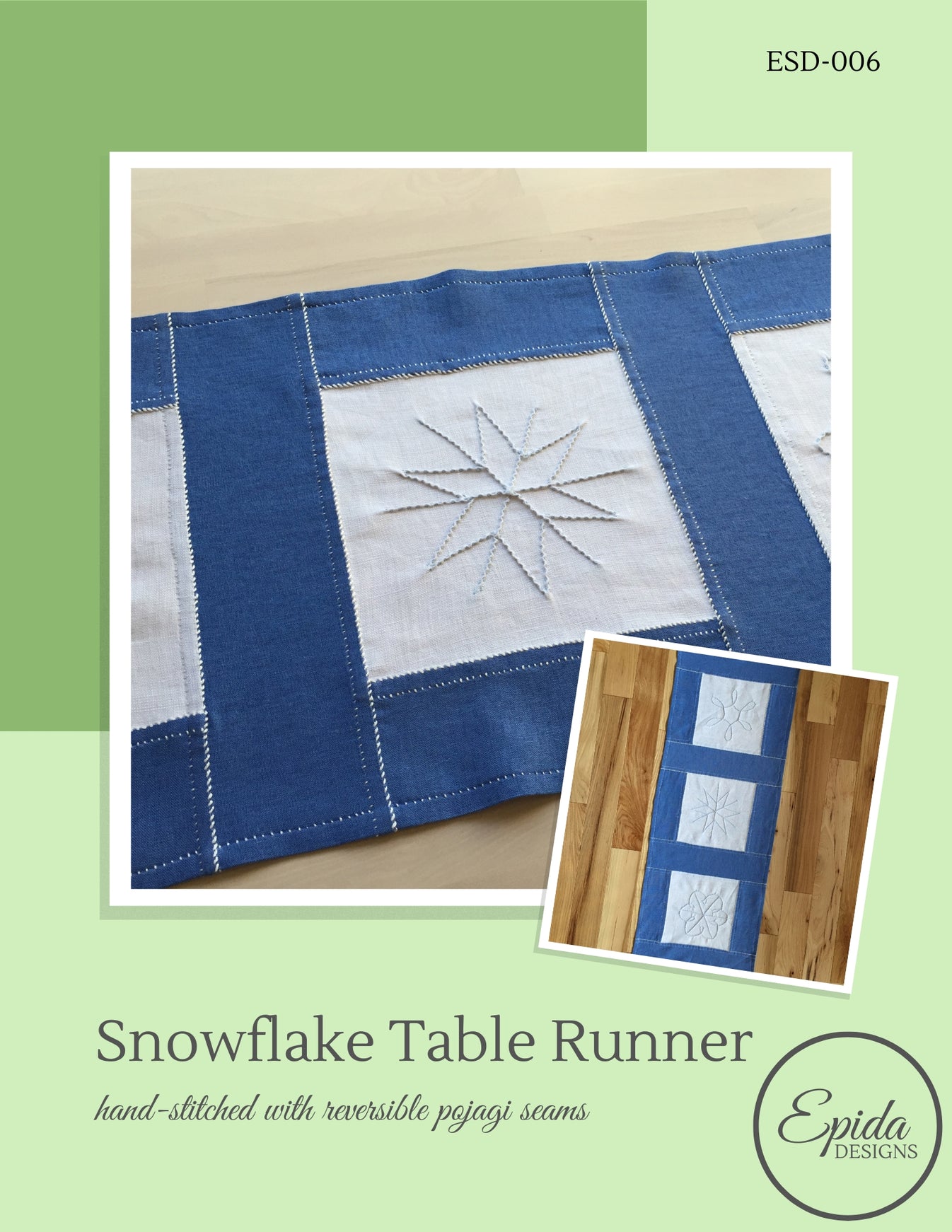 Hand-stitched Snowflake Table Runner digital pattern – Epida Studio Shop