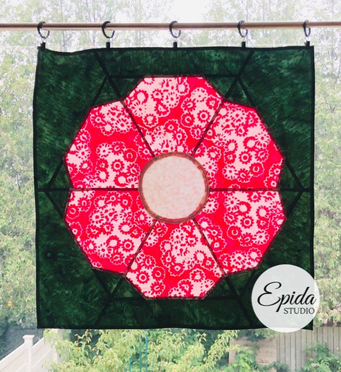 Spring flower stained glass patchwork window hanging digital pattern ...