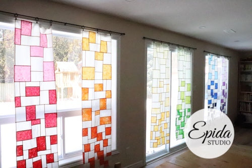 Gradient Panel - stained glass patchwork window hanging digital patter ...