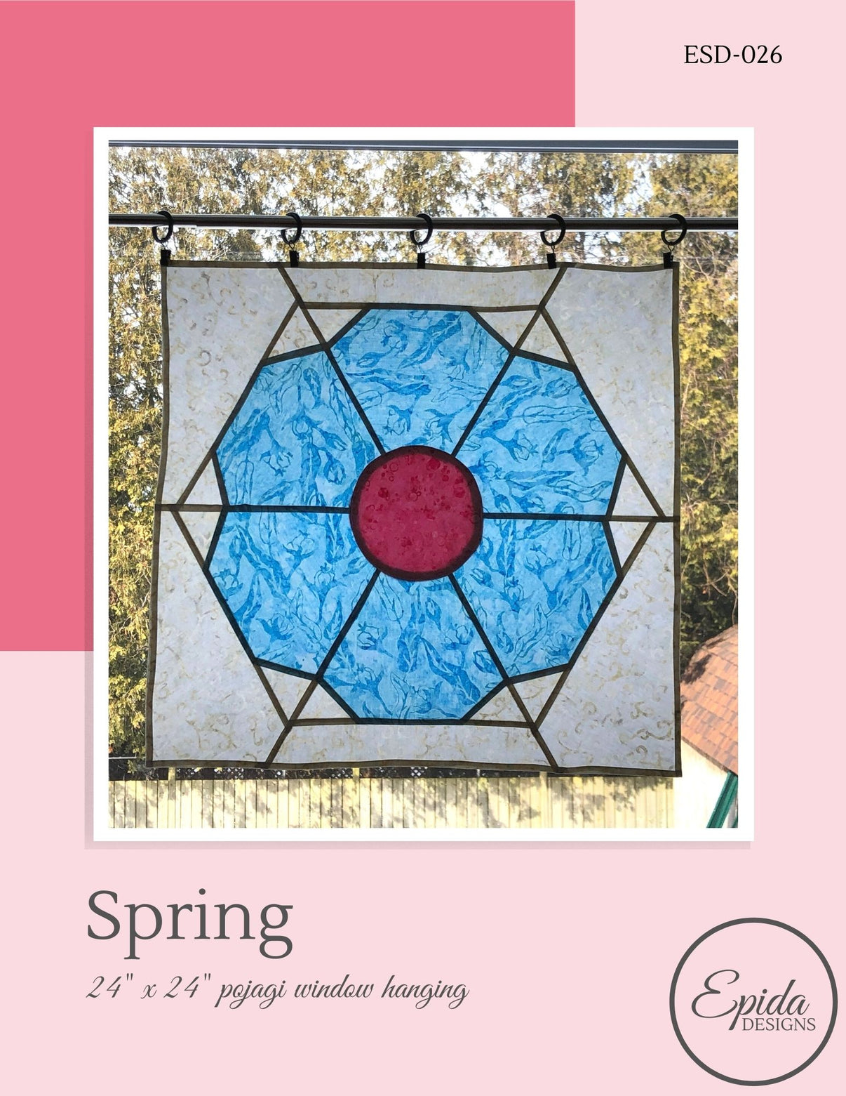 Spring flower stained glass patchwork window hanging digital pattern ...