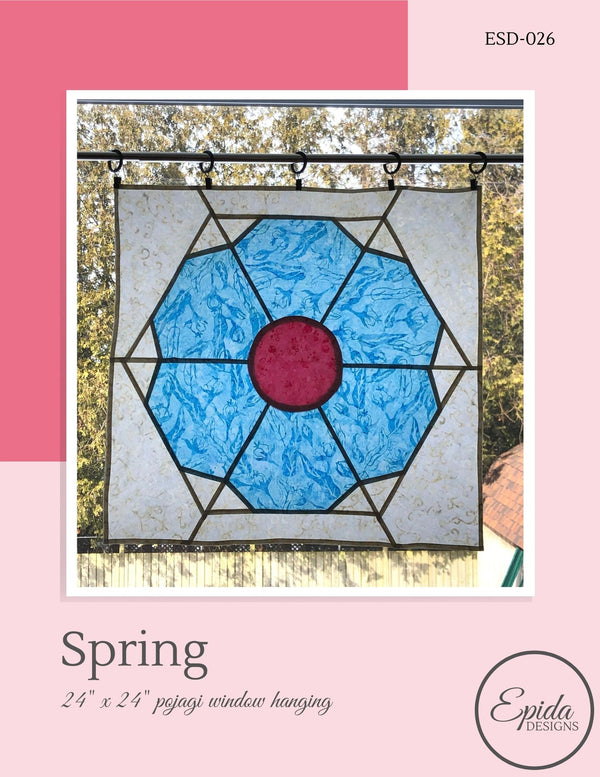 Spring flower stained glass patchwork window hanging digital pattern ...